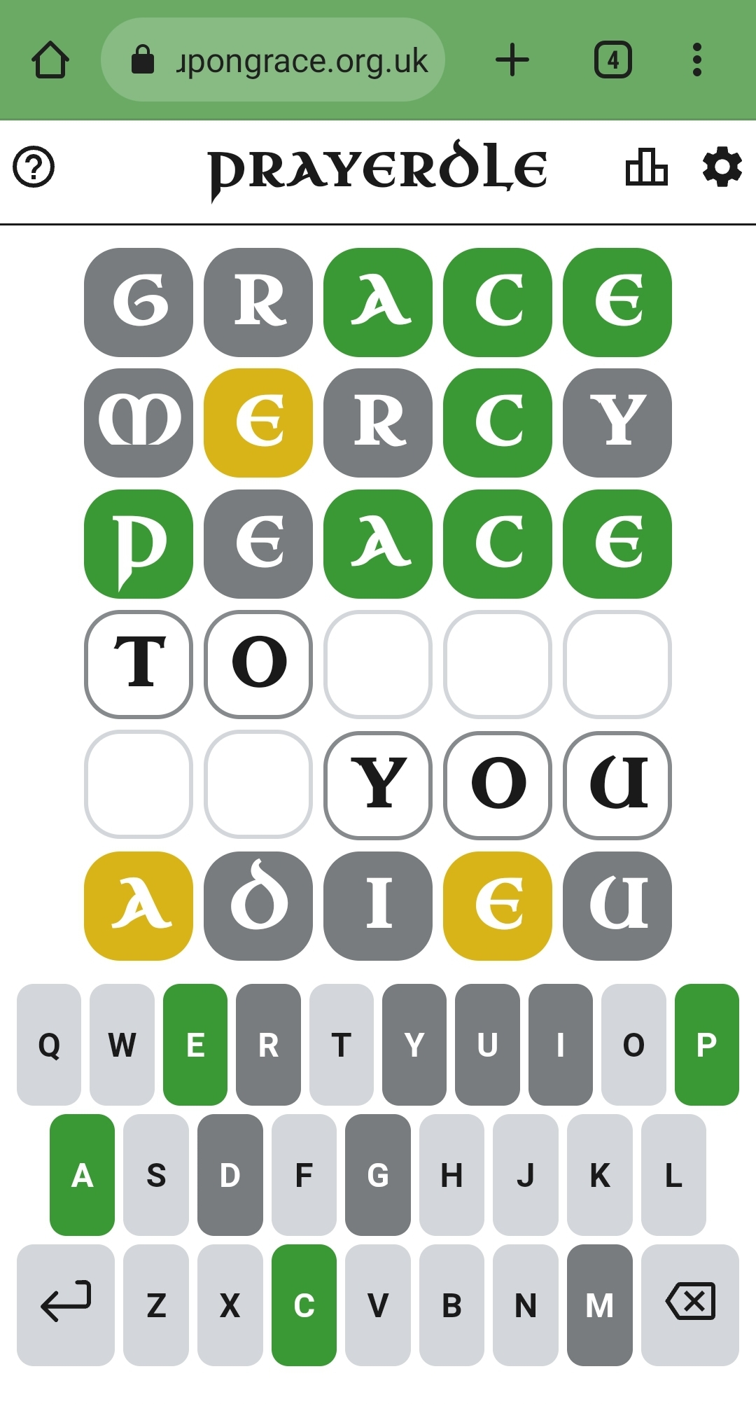 Prayerdle - with apologies to Wordle and Byrdle